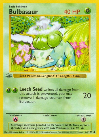 Bulbasaur (BASE1S) #44 | Dragon Shield Poké TCG Card Manager