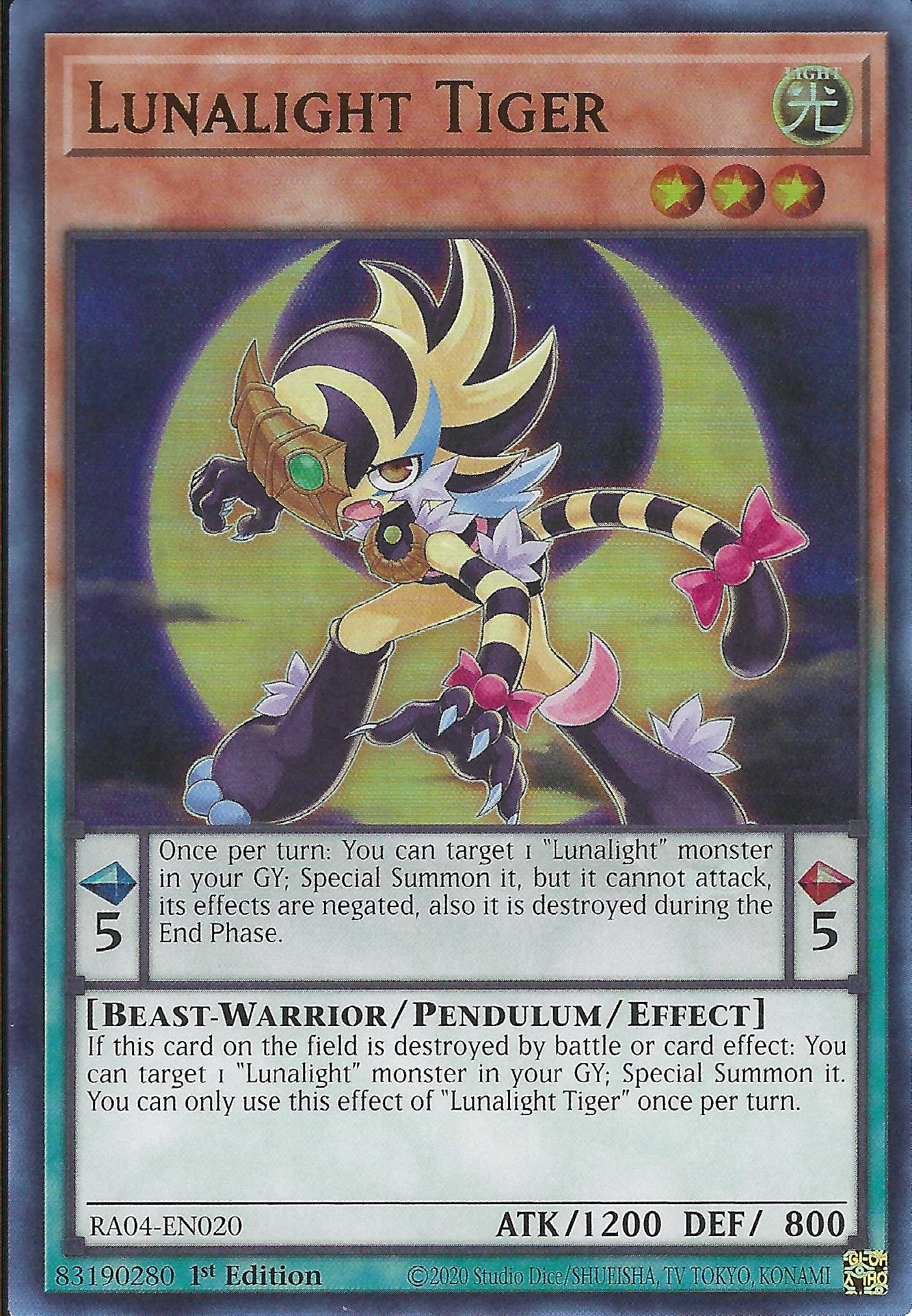 Lunalight Tiger (RA04) #RA04-EN020 | Dragon Shield Yu-Gi-Oh! Card Manager