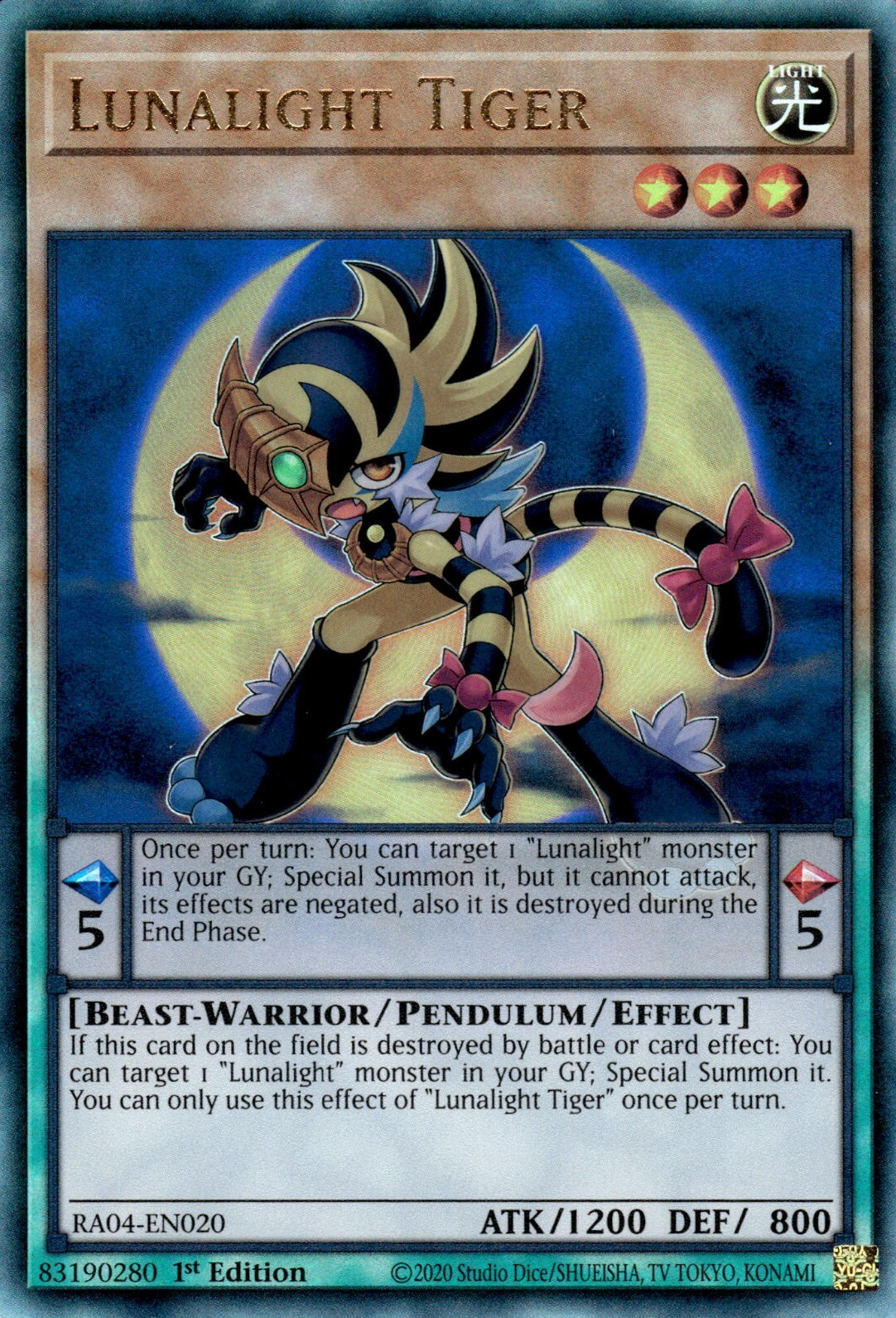 Lunalight Tiger (RA04) #RA04-EN020 | Dragon Shield Yu-Gi-Oh! Card Manager